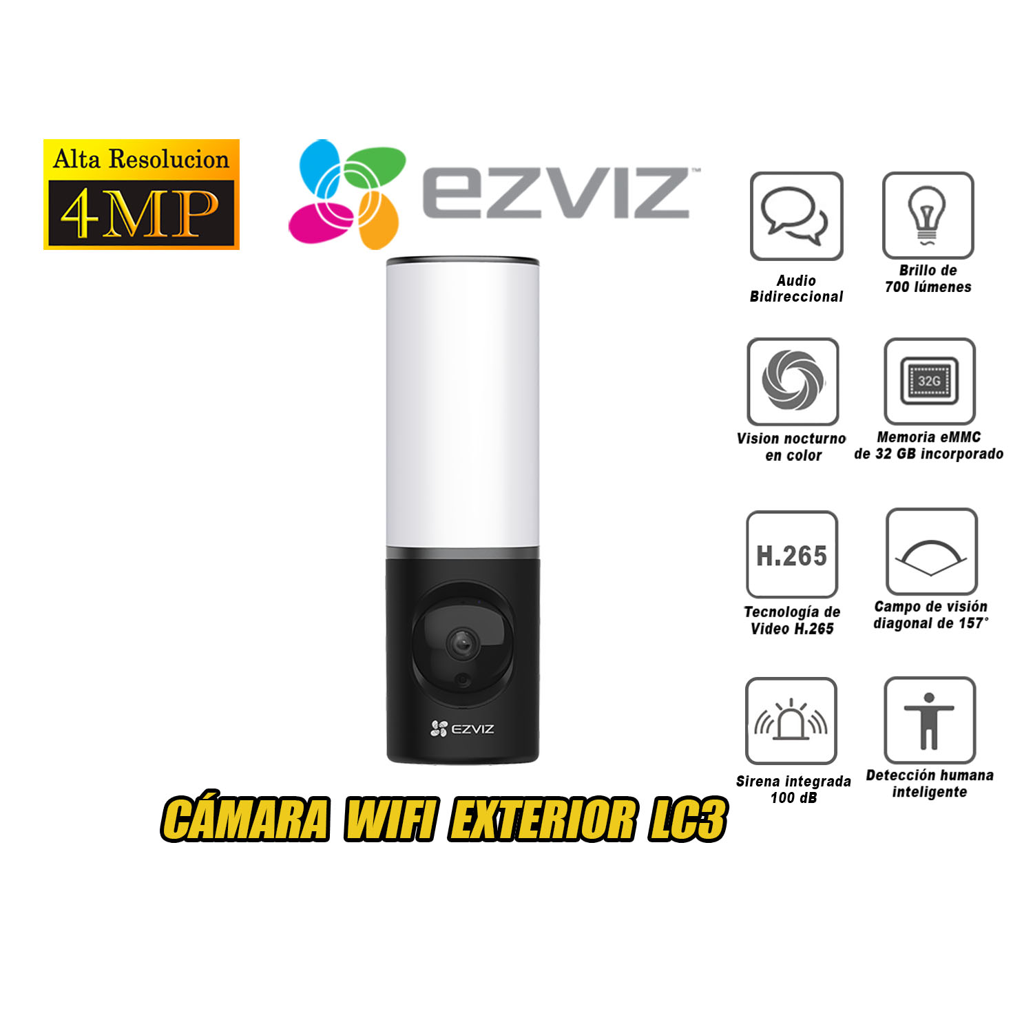 Ripley - EZVIZ - CÁMARA SEGURIDAD WIFI LC3 ILUMINACION INTELIGENTE 4MP ...